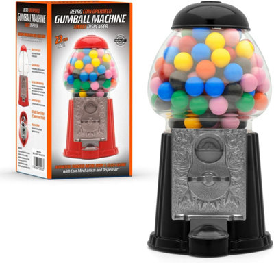 Retro Coin Operated Gumball Machine Sweet Dispenser (23cm) (Black)