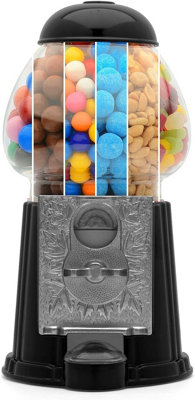 Retro Coin Operated Gumball Machine Sweet Dispenser (23cm) (Black)