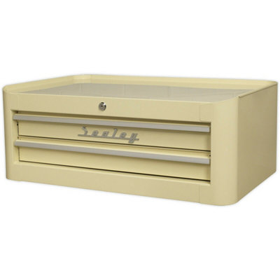 Retro Cream 2 Drawer Lockable Tool Chest - 710 x 460 x 270mm Storage Unit