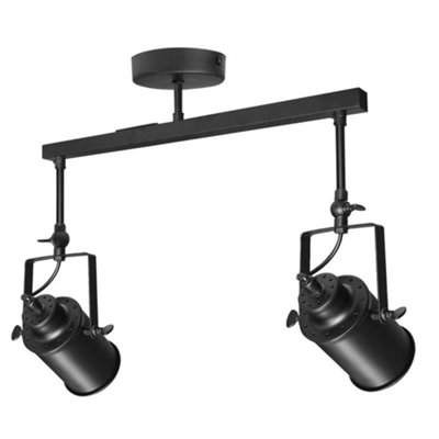 Retro Industrial 2 Way Black Ceiling Spotlight Bar Adjustable M0096