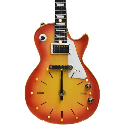Retro LED Sunburst Les Paul Inspired Guitar Wall Clock