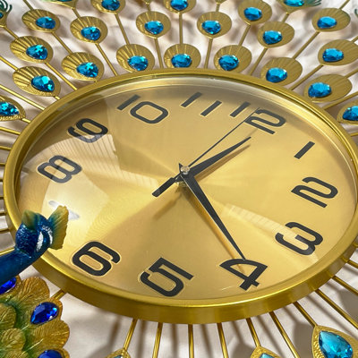 Retro Peacock Wall Clock Non Ticking 70cm Silent Watch for Home ...