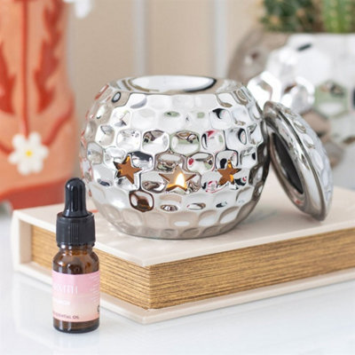Retro Sparkle Silver Disco Ball Oil Burner
