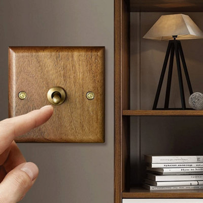 Retro Vintage 2 Gang 2 Way Wall Light Switch , Solid Wood and Brass ...