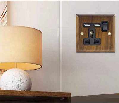Retro Vintage 2 Gang 2 Way Wall Light Switch , Solid Wood and Brass ...