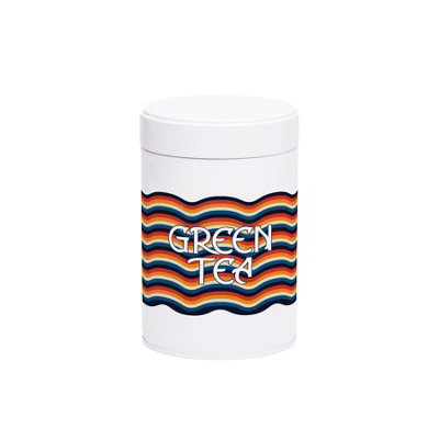 Retro Waves Green Tea Canister - Colourful Rainbow Stripes Home Gifts ...