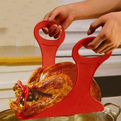 Reusable Non Stick Silicone Chicken Turkey Meat Lifter Roast Ham ...