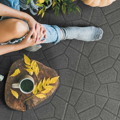 Reversable Garden Stepping Stones Decking Paver 40x40cm - Pack of 4