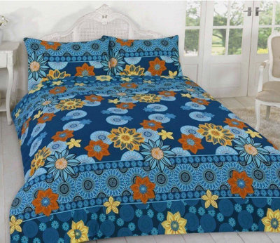 Reversible Willow Duvet Cover Set with Pillowcases, Floral Quilt Linen ...