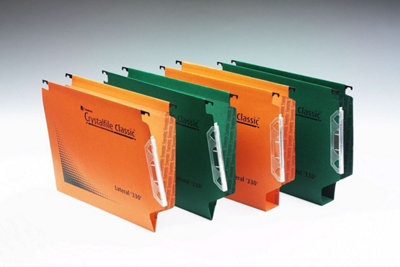 Rexel 330 Lateral Hanging Files with Tabs and Inserts, 50 mm base, 100 ...