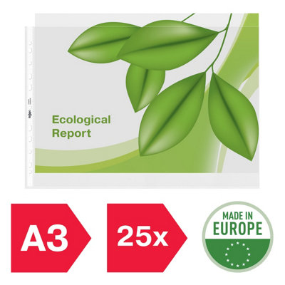Rexel EcoDesk A3 Landscape Punched Pockets, Pack of 30, 100% Recyclable ...