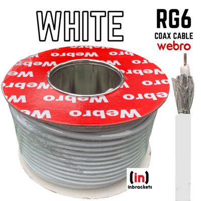 RG6 Satellite Digital Tv Aerial Coax Cable Coaxial Webro RG6 White 50 ...