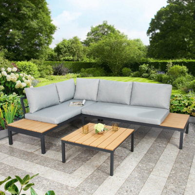 Rhea - Platform Corner Sofa - 4 Seater Garden Set with Table