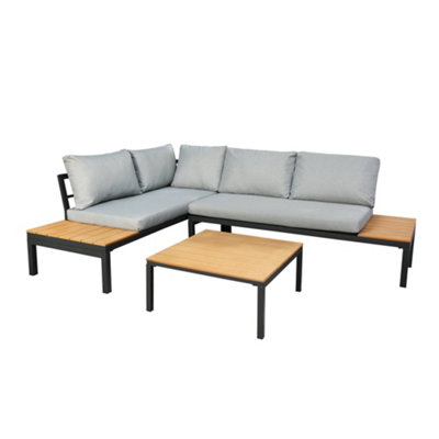 Rhea - Platform Corner Sofa - 4 Seater Garden Set with Table