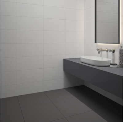 Rhein White Matt Wave Effect 300mm x 600mm Rectified Ceramic Wall Tiles ...