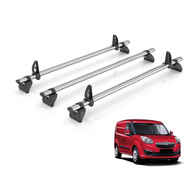 RHINO Roof Rack for Vauxhall Combo (2012-2018) 3x Steel Roof Bars ...