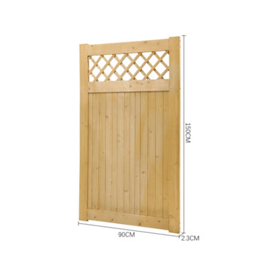 Rhombus Garden Wood Fence Gate with Door Latch 90cm W x 150cm H