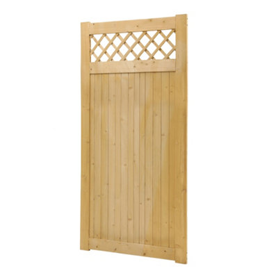 Rhombus Garden Wood Fence Gate with Door Latch 90cm W x 180cm H