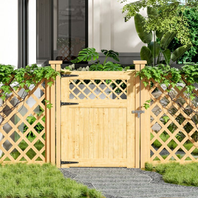 Rhombus Garden Wood Gate with Latch and Hardware Kit H 120 cm x W 90 cm