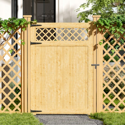 Buy Rhombus Garden Wood Gate with Latch and Hardware Kit H 180 cm x W ...