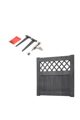 Rhombus Pattern Garden Gate with Latch, Heavy Duty Grey Coated Fence ...