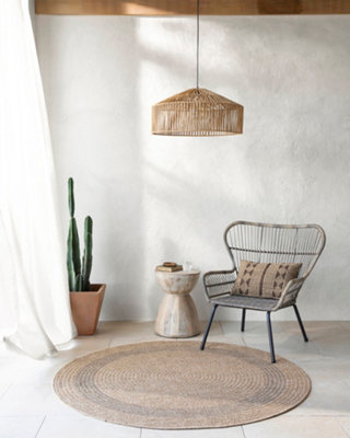 RHONDA Round In- /Outdoor Jute-Look Rug 160 x 160 cm