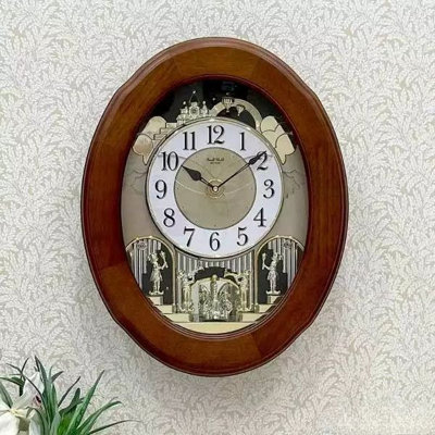 Rhythm Small World Wooden Magic Motion Musical Wall Clock