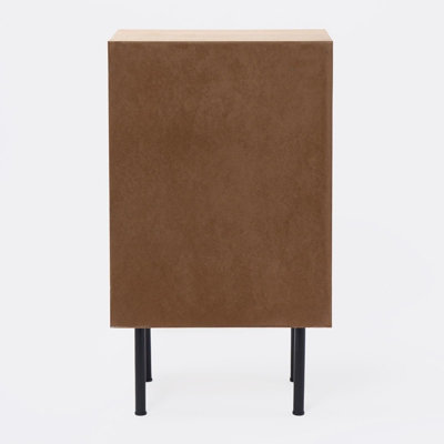 Ribbed Bedside Table Modern Bedroom 3 Draw Office Nightstand, Natural