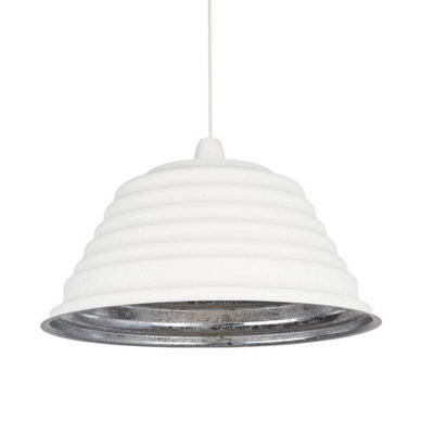 RIBBED - CGC White Metal Ribbed Lampshade Easy Fit Pendant Light Shade ...