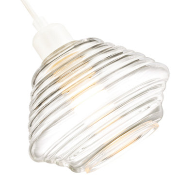 Ribbed Clear Glass Easy Fit Pendant Lighting Shade with Contemporary Design