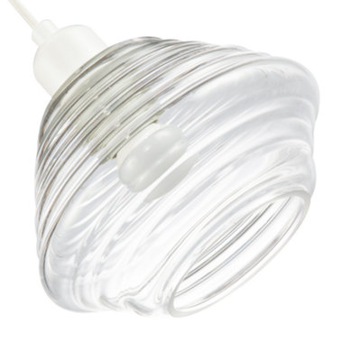 Ribbed Clear Glass Easy Fit Pendant Lighting Shade with Contemporary Design