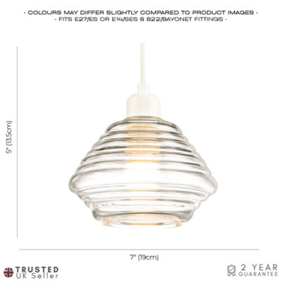 Ribbed Clear Glass Easy Fit Pendant Lighting Shade with Contemporary Design