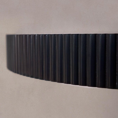 Ribbed Corner Shelf Wall Mounted Storage Space Saving Modern, Black