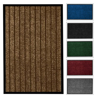 Ribbed Door Mat - Heavy Duty Washable Dirt Trapper Floor Mat with Non ...
