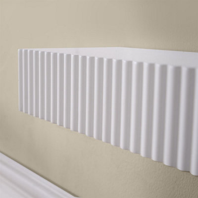 Ribbed Rectangle Shelf Wall Mounted Storage Space Saving Modern, Cream