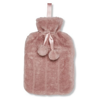 Ribbon Clic Faux Fur Hot Water Bottle Cover Dusky Pink (One Size) | DIY ...