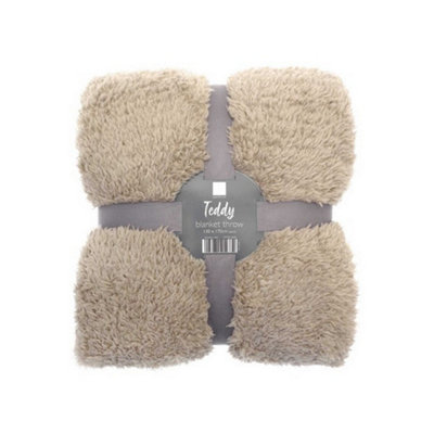 Ribbon Teddy Fleece Throw Natural (170cm x 130cm)