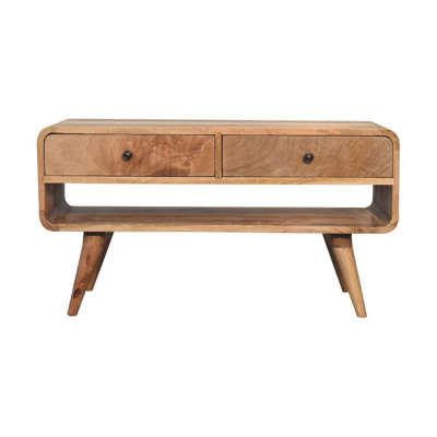 Ribeauville Curve Oak Mango Wood TV Media Unit 90cm Solid Mango Wood