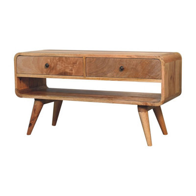 Ribeauville Curve Oak Mango Wood TV Media Unit 90cm Solid Mango Wood