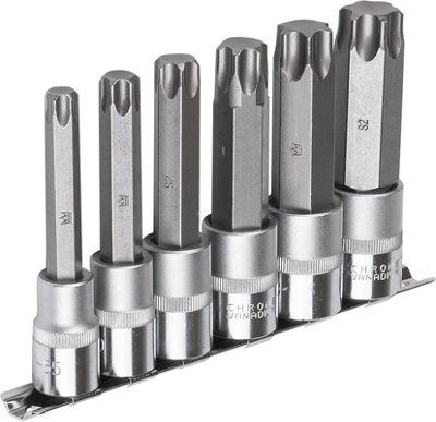 Richmann star bits socket set 6 pcs, torx T55-T100, 1/2",100 mm long (C6920) | DIY at B&Q
