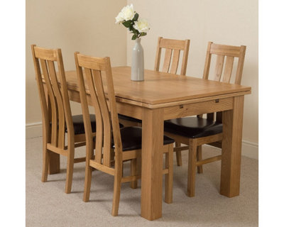 Richmond 140cm - 220cm Oak Extending Dining Table and 4 Chairs Dining ...