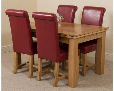 Richmond 140cm - 220cm Oak Extending Dining Table and 4 Chairs Dining ...