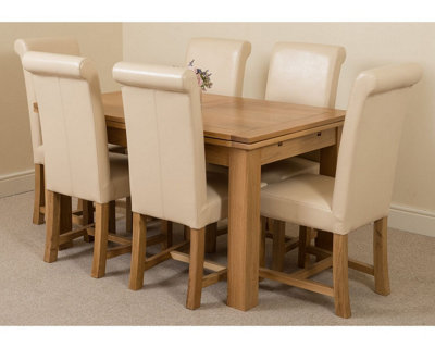 Richmond 140cm - 220cm Oak Extending Dining Table and 6 Chairs Dining ...