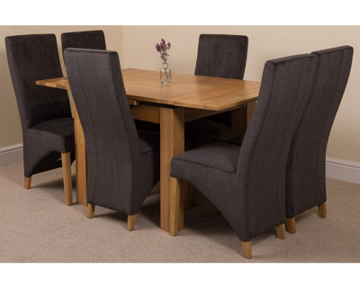 Richmond 90cm - 150cm Square Oak Extending Dining Table and 6 Chairs ...