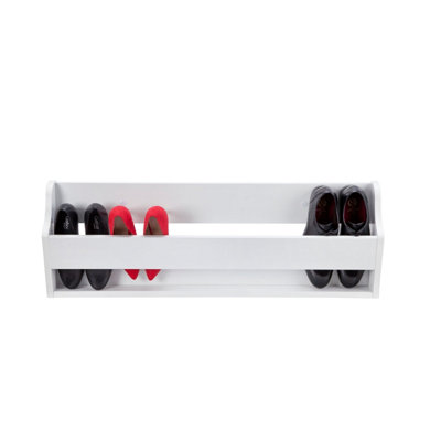 Richmond Wall Mounted Shoe Rack, White Wooden Storage Organiser