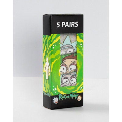 Rick And Morty Mens Green Multi Character Calf Socks Set of 5 (7-11 UK)