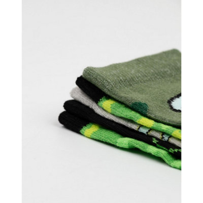 Rick And Morty Mens Green Multi Character Calf Socks Set of 5 (7-11 UK)