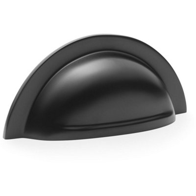 Ridged Cup Handle - Matt Black - 76mm Centres Solid Brass Shaker Drawer ...