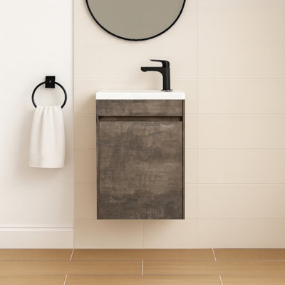 Rigel Metallic Wall Hung Cloakroom Vanity Unit with Resin Basin (W)55cm ...