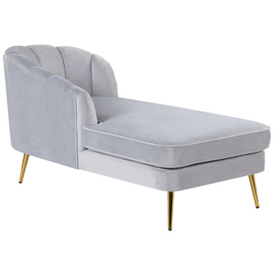 Right-Hand Chaise Lounge ALLIER Velvet Light Grey